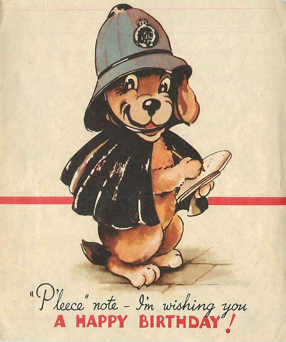 "P'LEECE" NOTE- I'M WISHING YOU A HAPPY BIRTHDAY! dog dressed as ...