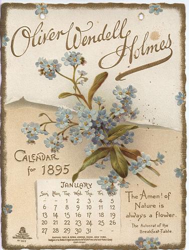 OLIVER WENDELL HOLMES CALENDAR FOR 1895 - TuckDB Ephemera