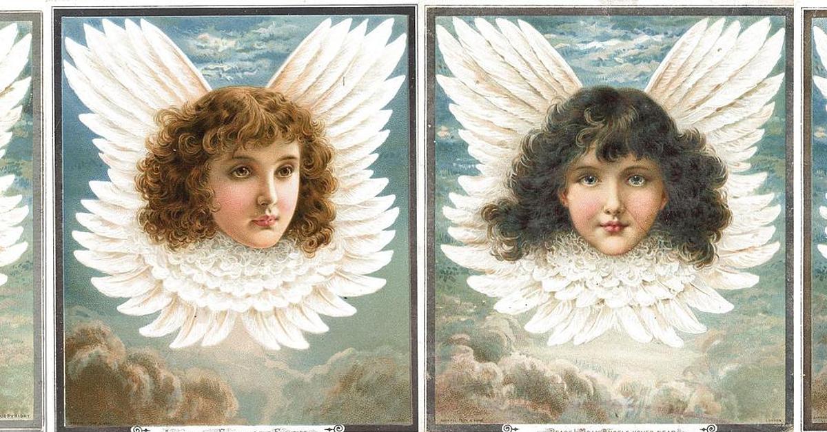 Set: angel head greeting cards - TuckDB Ephemera