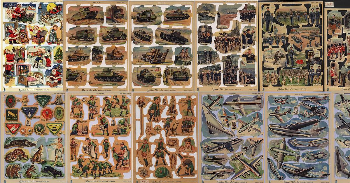 Set: RAPHAEL TUCK & SONS RELIEF SCRAPS, R SERIES - TuckDB Ephemera
