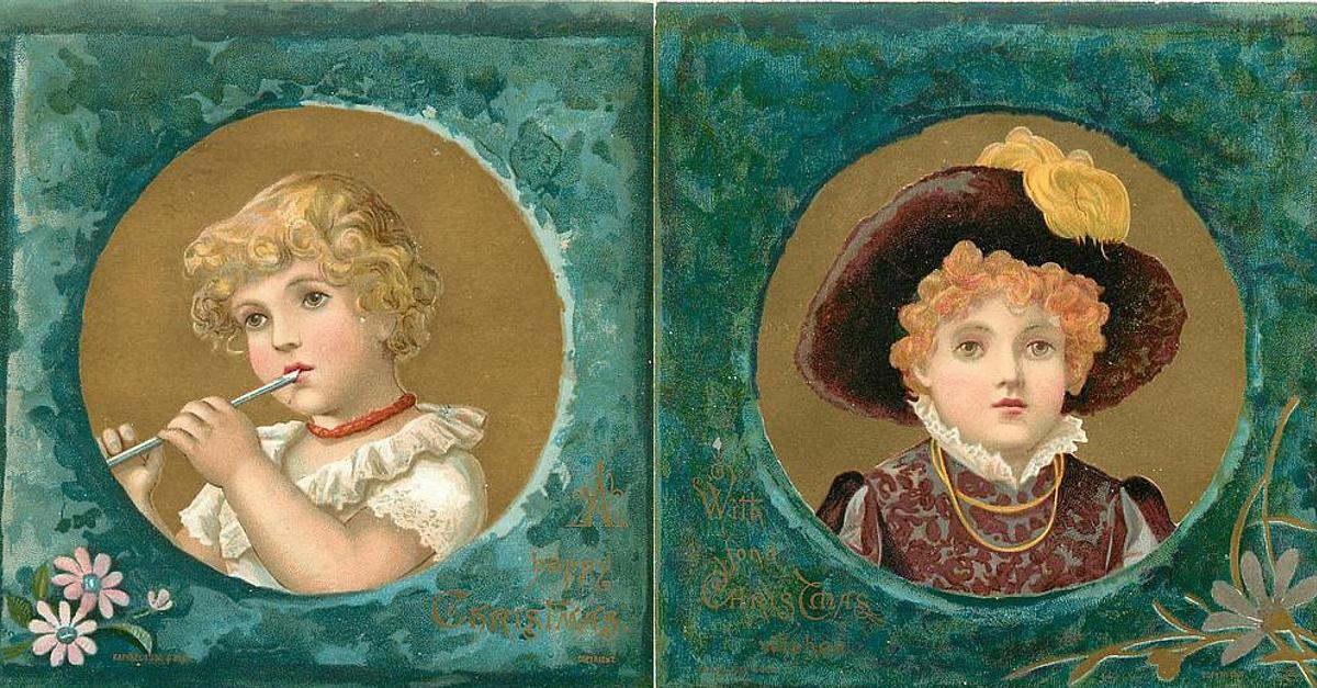 Set: circular portraits of children - TuckDB Ephemera